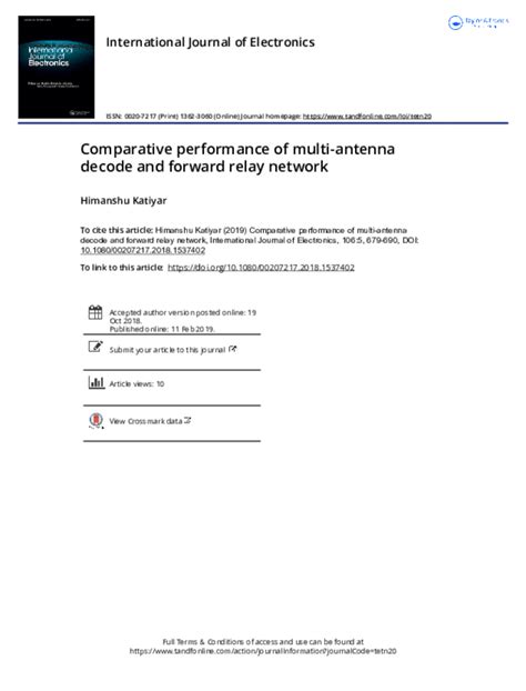 Pdf Comparative Performance Of Multi Antenna Decode And Forward Relay Network