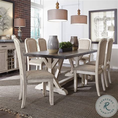 Willowrun Rustic White Trestle Dining Table From Liberty Coleman