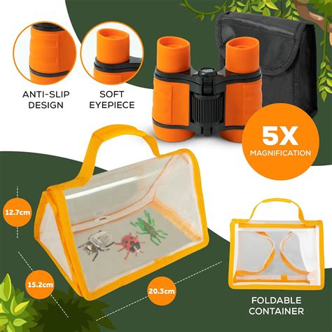 Set De Cercetare Pentru Explorarea Naturii Kit Explorator Aventurier Cu Binoclu Lupa Plasa De