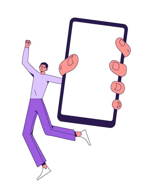 Premium Vector Happy Man With Smartphone Empty Screen Mobile Phone