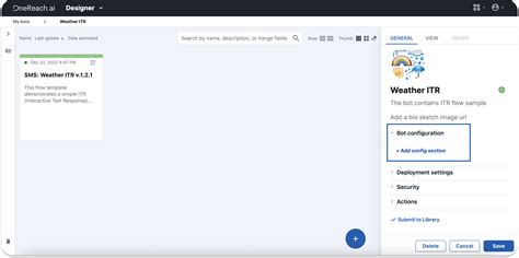 Bot Configuration Onereachai Documentation