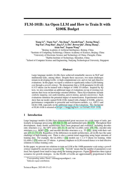 Flm 101b An Open Llm And How To Train It With 100k Budget Pdf