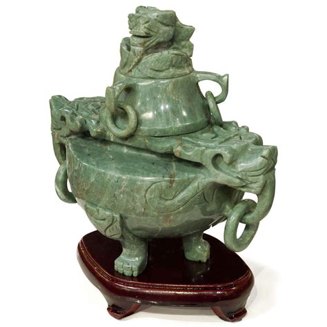 Jade Censer Pot Chinese Fine Art Sculpture
