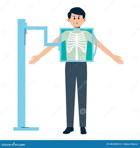 Man Getting X Ray Checkup Chest Medical Treatment Radiography Exam