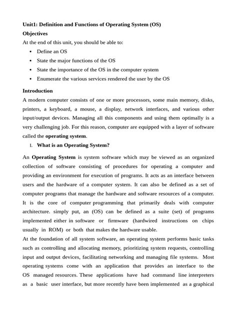Unit1introductionto Operating System Pdf Operating System Programming