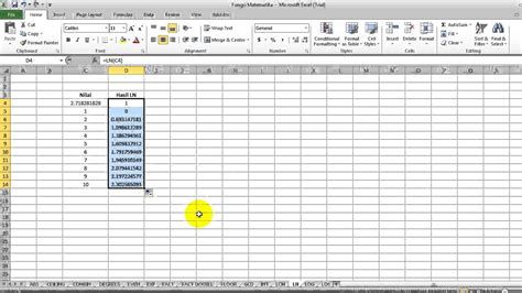 Cara Menghitung Logaritma Natural Dengan Fungsi Ln Excel Youtube Cara Menghitung Logaritma Natural Dengan Fungsi Ln Excel Youtube