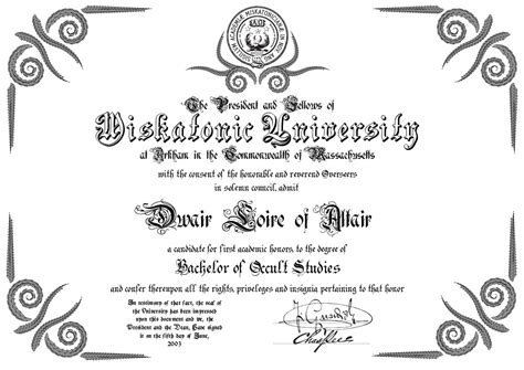 Miskatonic University Diploma By Dwair On Deviantart