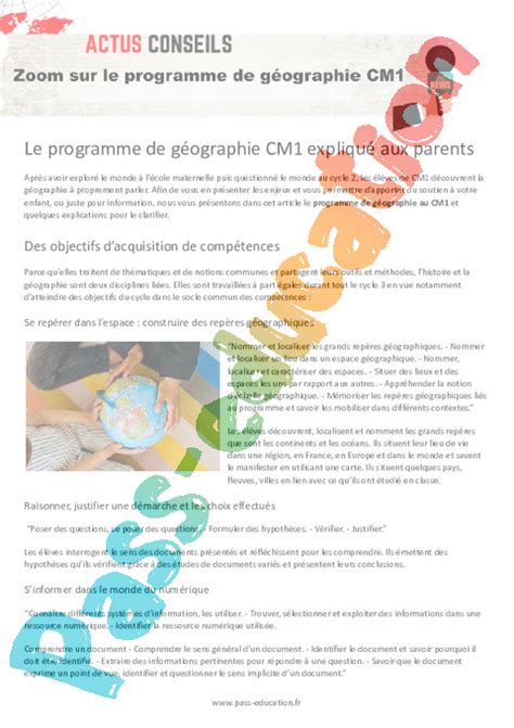 Zoom Sur Le Programme De Géographie Cm1