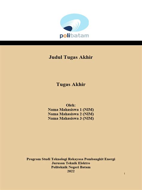 Template Dan Panduan Laporan Tugas Akhir D4 Rpe Pdf