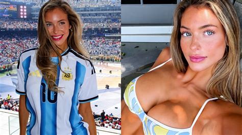 Female Argentina Fan Celebrating Topless In The Stands After World Cup