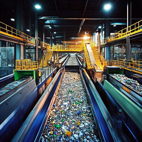 Automated Waste Sorting Systems In A Recycling Facility Premium AI Generated Image