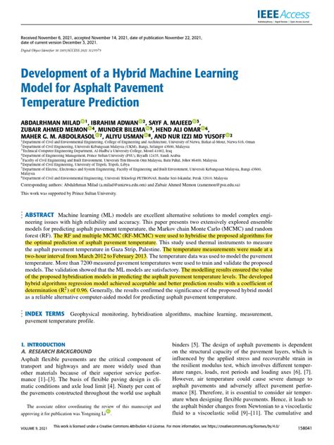 Development Of A Hybrid Machine Learning Model For Asphalt Pavement Temperature Prediction Pdf
