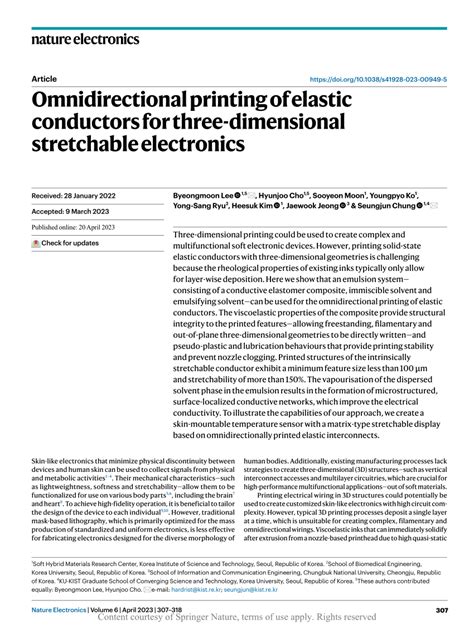 Omnidirectional Printing Of Elastic Conductors For Three Dimensional Stretchable Electronics