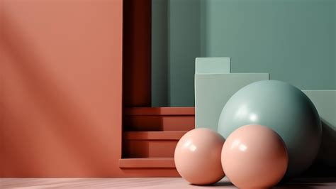 Premium Ai Image Abstract Minimalistic Composition With Gloss Balls On Rectangular Clean