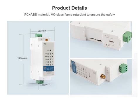 DIN Rail RS To G LTE Celluar Modem With SMS Modbus RTU To TCP AT Command