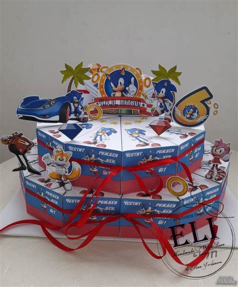 Картонена хартиена торта Соник Детски партита Клоуни Варна Готов дизайн с цялостен