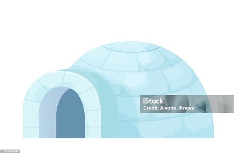 흰색 배경에 고립 된 만화 스타일의 눈에서 전통적인 이글루 아이스 하우스 아웃도어 에스키모 문화 북극의 집 벡터 일러스트레이션 이글루에 대한 스톡 벡터 아트 및 기타 이미지