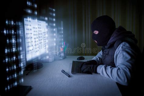 Computer Hacker Stealing Data From A Computer Stock Image Image Of Darkness Gangster 81357651