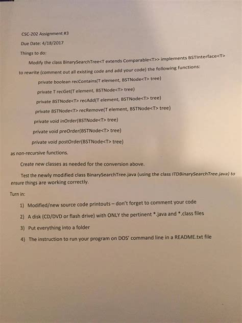 Modify The Class Binarysearchtree Implements