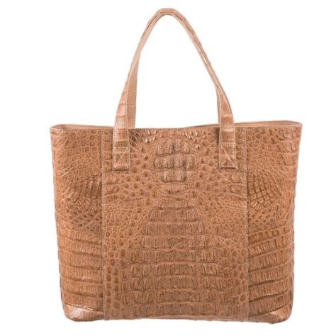 Zelli Isla Genuine Crocodile Tote Bag Natural