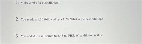 Solved Make Ml Of A Dilution You Made A Chegg Com
