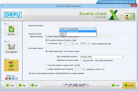Excel To Vcard Converter Software Screenshots Convert Excel Contacts