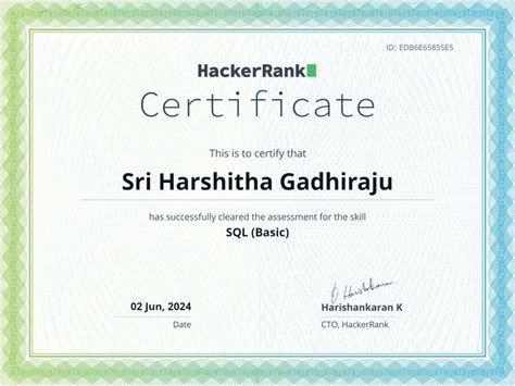 Sql Dataskills Certification Hackerrank Continuouslearning