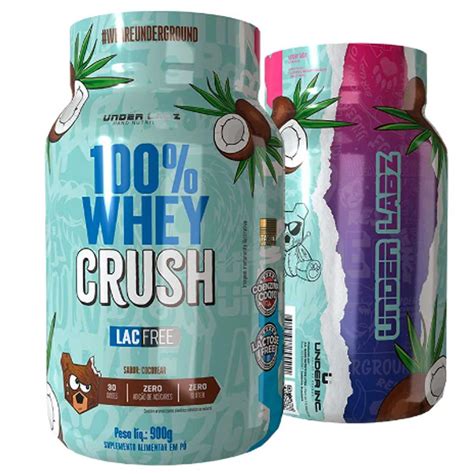 100 Whey Crush 900g Lacfree Da Under Labz Sabor Coco Whey Store