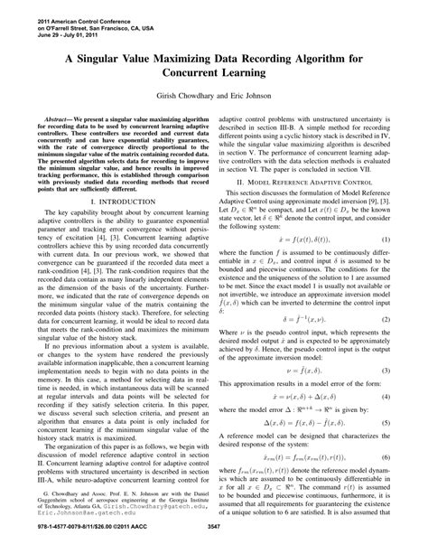 Pdf A Singular Value Maximizing Data Recording Algorithm For