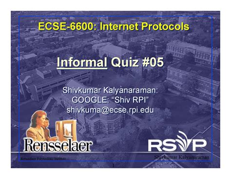 Routing Ii Protocols Quiz 5 On Internet Protocols Ecse 6600 Docsity