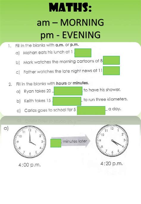 Week 18 Thursday Telling Time Am Pm Worksheet Live Worksheets