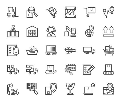 运输 平面图标 细线 单色 矢量 货物运输和交货 白色背景上的灰色轮廓图标 矢量剪贴画素材 高清图片 摄影照片 寻图免费打包下载