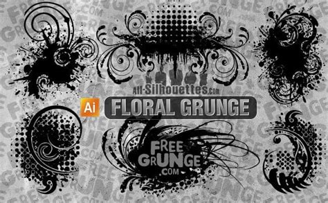 6 Floral Vector Grunge Eps Svg Ai Uidownload