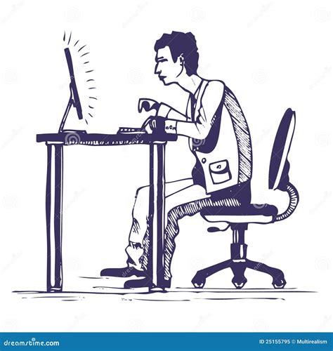 man works the computer stock vector illustration of graphic 25155795