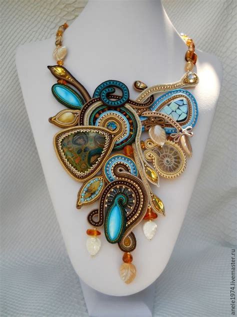 Колье бусы ручной работы Ярмарка Мастеров ручная работа Купить Сутажное колье По мотивам