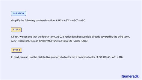 Solved Simplify The Following Boolean Function Abc Abc Abc Abc