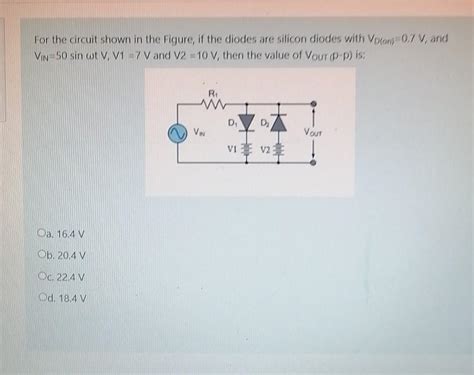 Solved For The Circuit Shown In The Figure If The Diodes