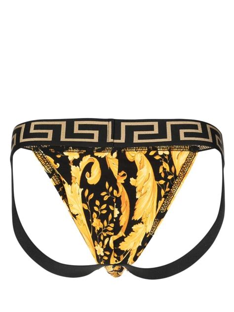 Versace 바로코 프린트 작스트랩 브리프 골드 톤 Farfetch Kr