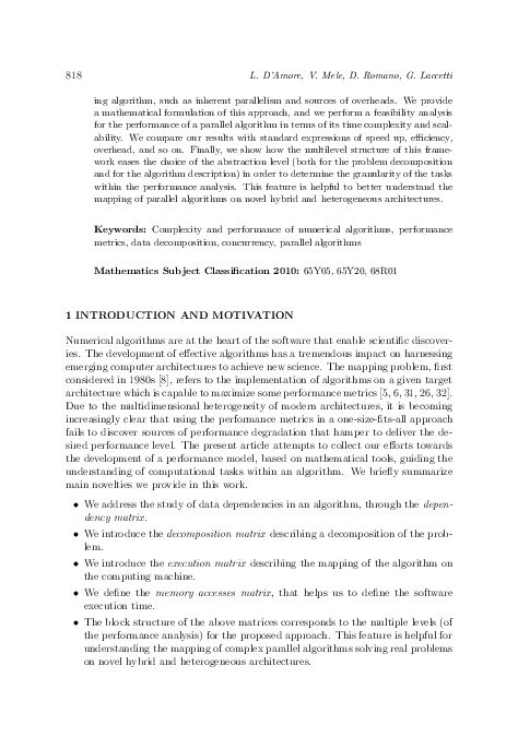 Multilevel Algebraic Approach For Performance Analysis Of Parallel Algorithms Computing And