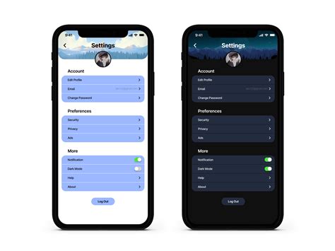 Settings Page Light And Dark Mode By Kaung Thant On Dribbble