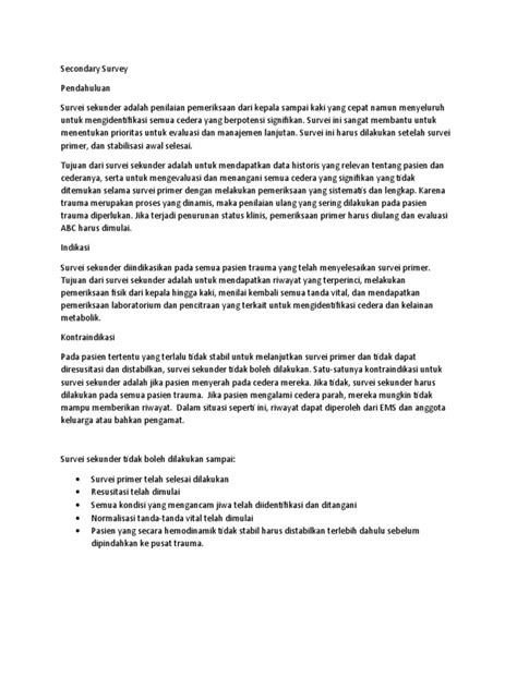 Secondary Survey Pdf Pengembangan Diri Kesehatan Holistik