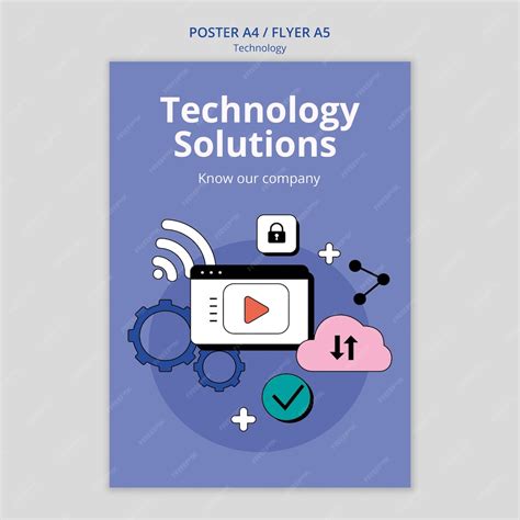 Premium Psd Flat Design Technology Solutions Poster