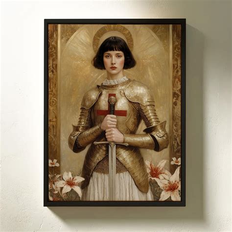 Joan Of Arc Framed Canvas Woman In Armour Catholic Female Saint
