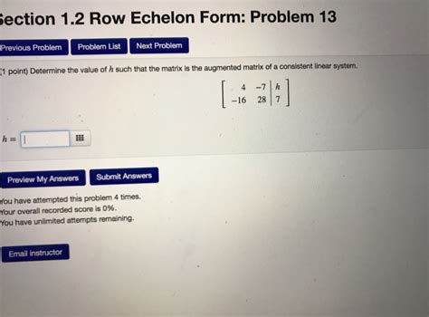 Solved Ection 12 Row Echelon Form Problem 13 Previous