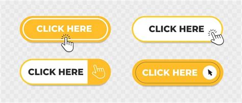Premium Vector Yellow Buttons With Clicking Hand Or Arrow Pointer Set Click Here Vector Template
