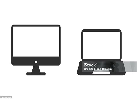 흰색 배경에 개인용 컴퓨터와 노트북의 최소한의 검은 실루엣 아이콘입니다 디지털 원격 작업 또는 It 관련 영상에 적합합니다 웹 디자인 및 온라인 서비스 테마에 유용합니다