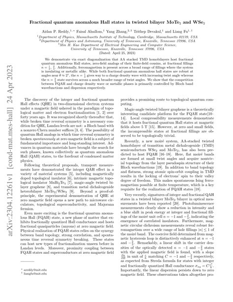 Pdf Fractional Quantum Anomalous Hall States In Twisted Bilayer Mote2 And Wse2