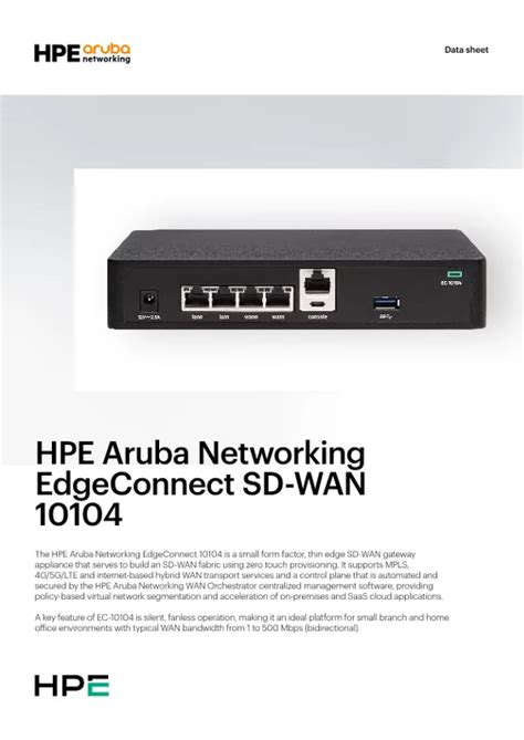 Hpe Aruba Networking Edgeconnect Sd Wan 10104