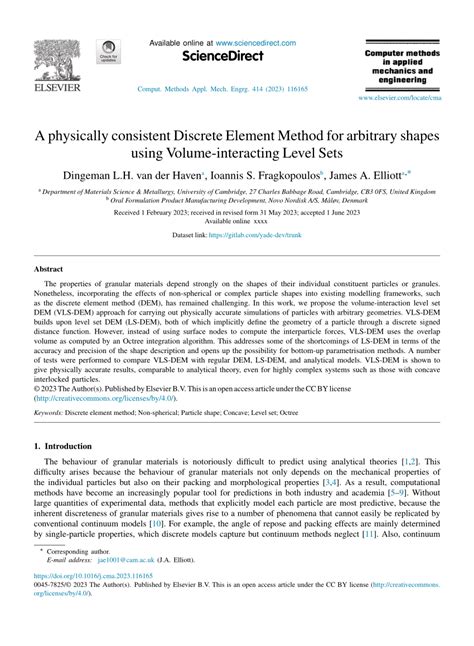 Pdf A Physically Consistent Discrete Element Method For Arbitrary