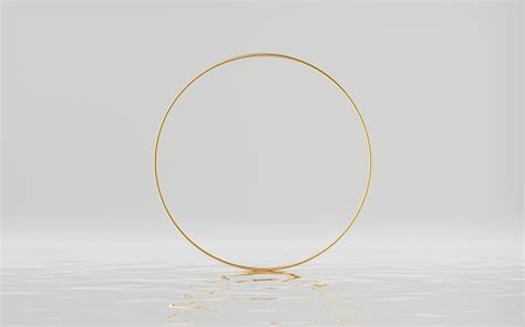 3d 렌더링 황금 반지와 물에 반사추상 흰색 배경 흰색으로 격리된 빈 둥근 프레임입니다 제품 표시를 위한 빈 쇼케이스 모형 물에 대한 스톡 사진 및 기타 이미지 Istock